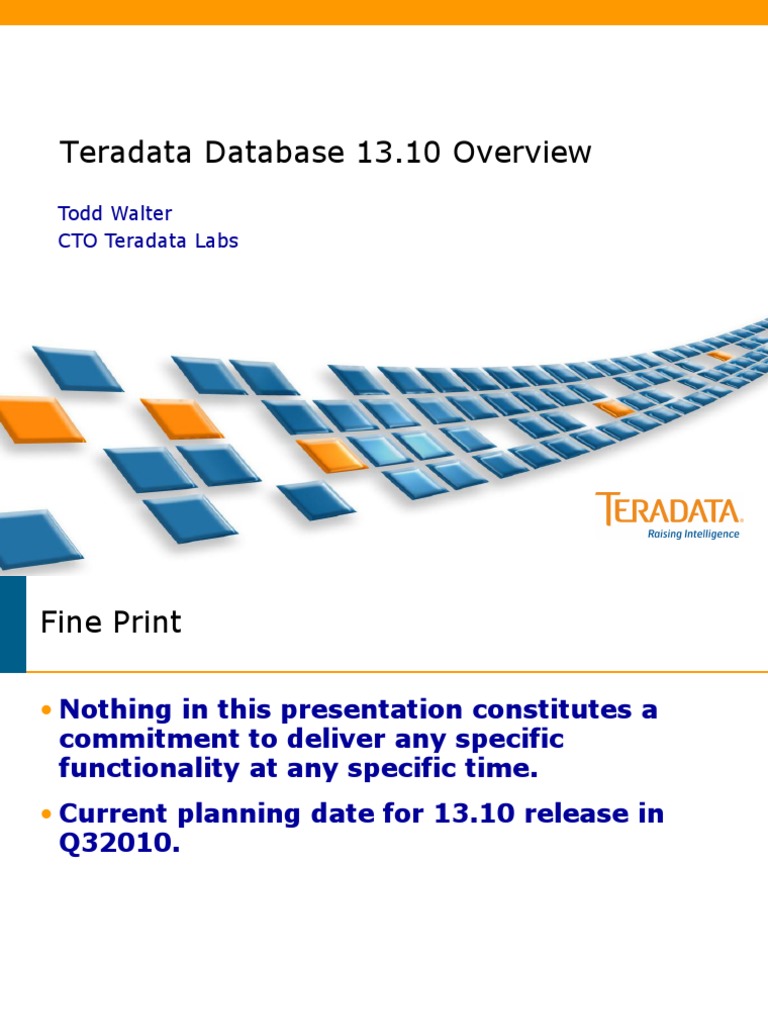 Teradata 13.10 Features | PDF | Sql | Data Compression