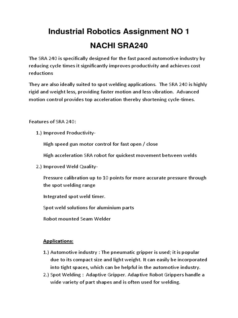 Industrial Robotics Assignment | PDF