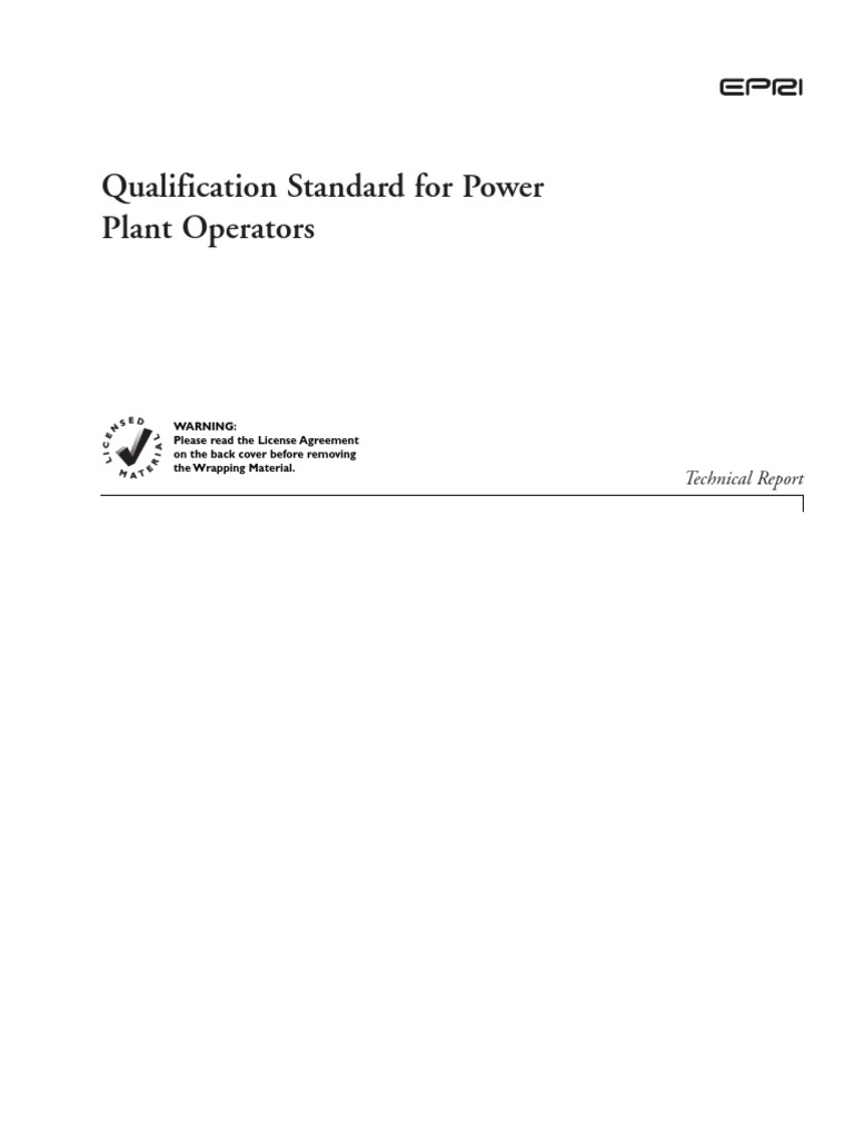 EPRI Qualification Standard For Power Plant Operators PDF | PDF ...