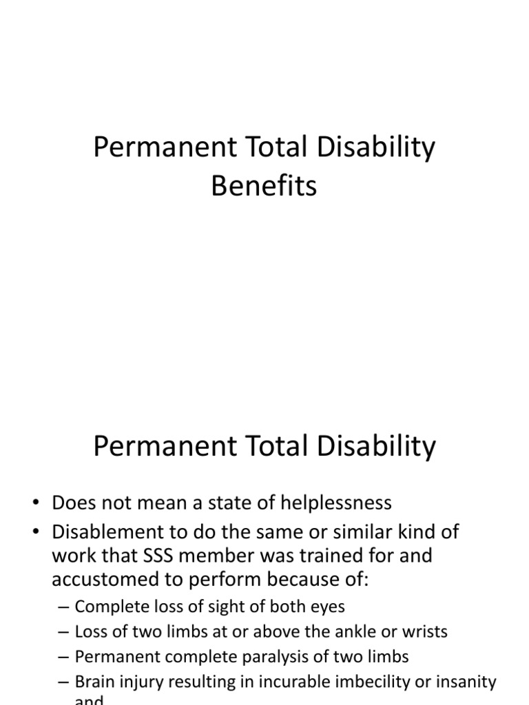 Permanent Total Disability Benefits | PDF | Social Security (United ...