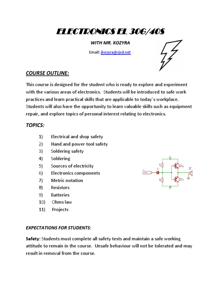 Electronics Course Outline and Safety | PDF | Computers | Technology ...