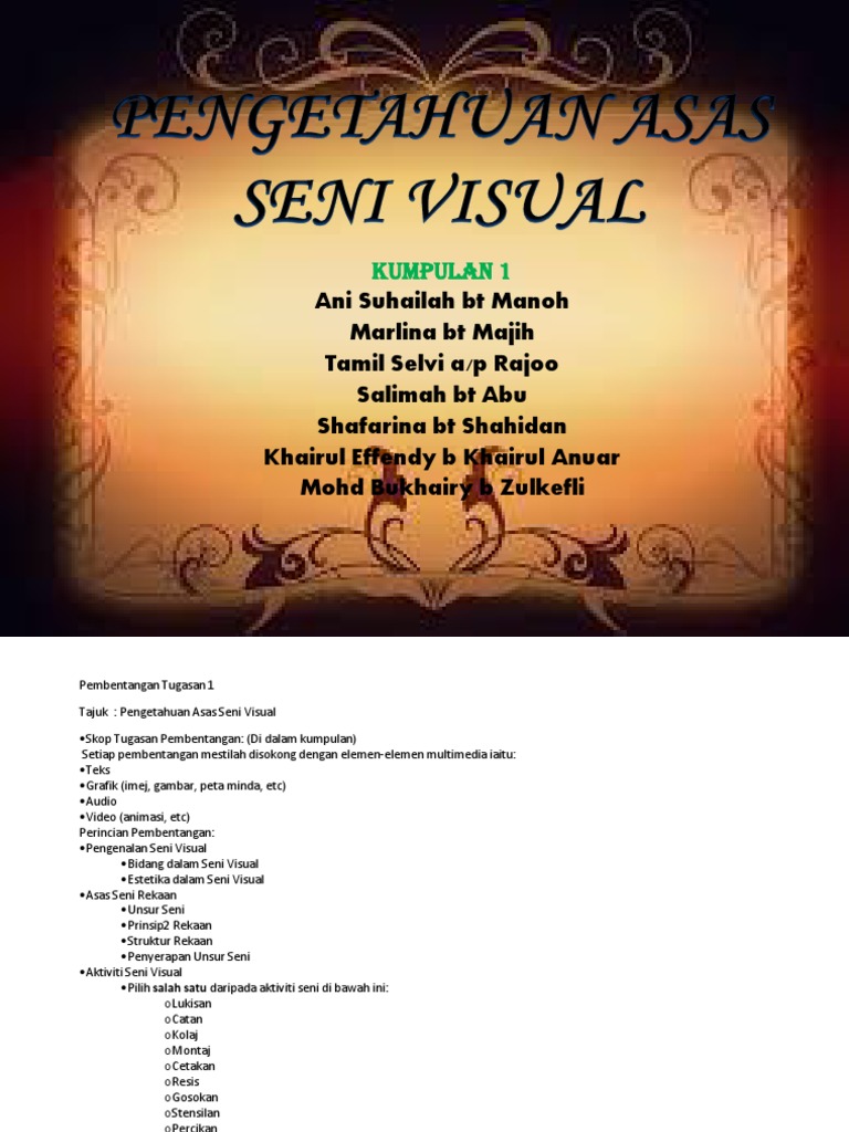Presentation Pengetahuan Asas Seni Visual Kump 1 | PDF | Kajian Bahasa ...