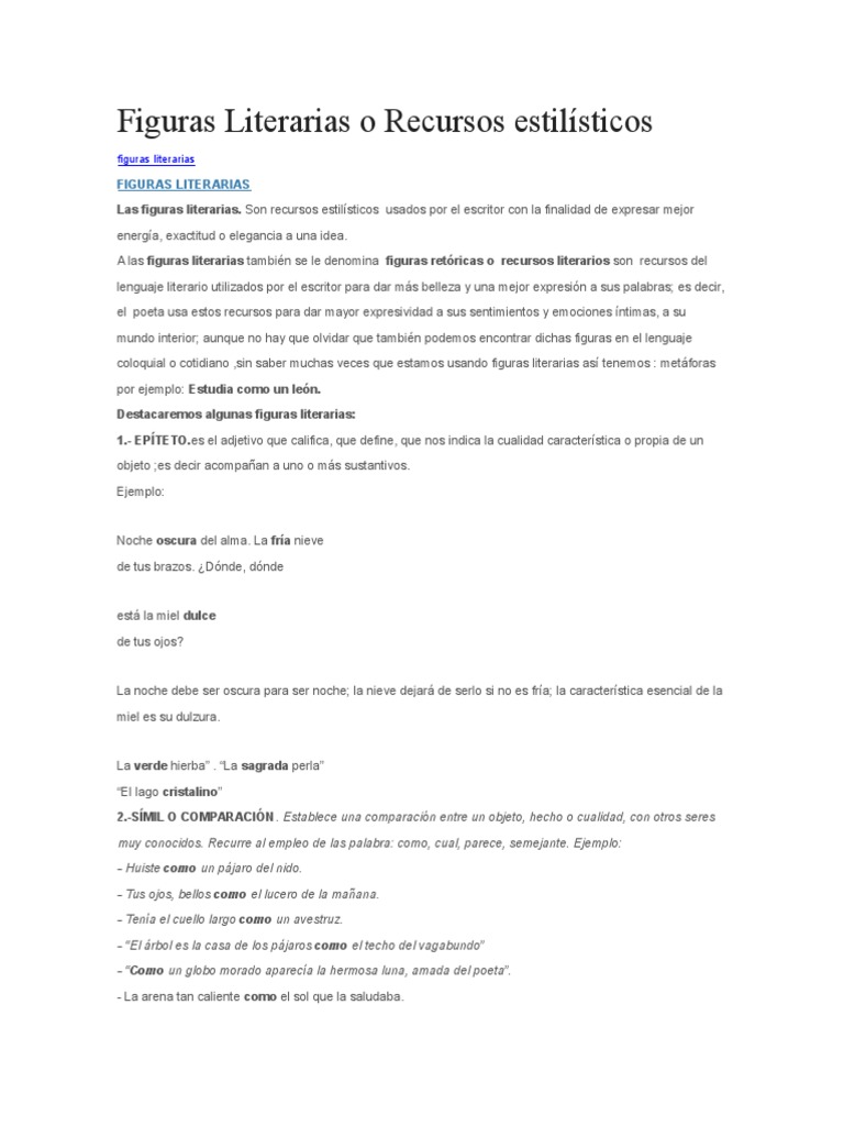 Figuras Literarias y Recursos Estilísticos | PDF | Metáfora | Semiótica