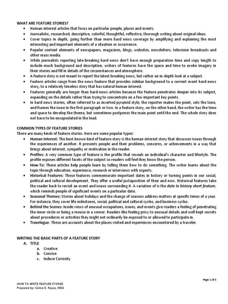 Feature Writing | PDF | News | Journalism