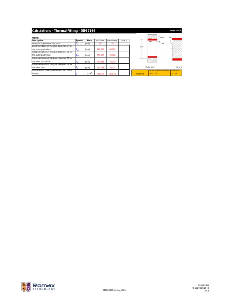 Thermal Fitting Calculations As Per DIN 7190 | PDF