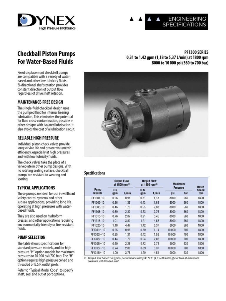 Dynex PF 1300 Specs | PDF | Pump | Viscosity