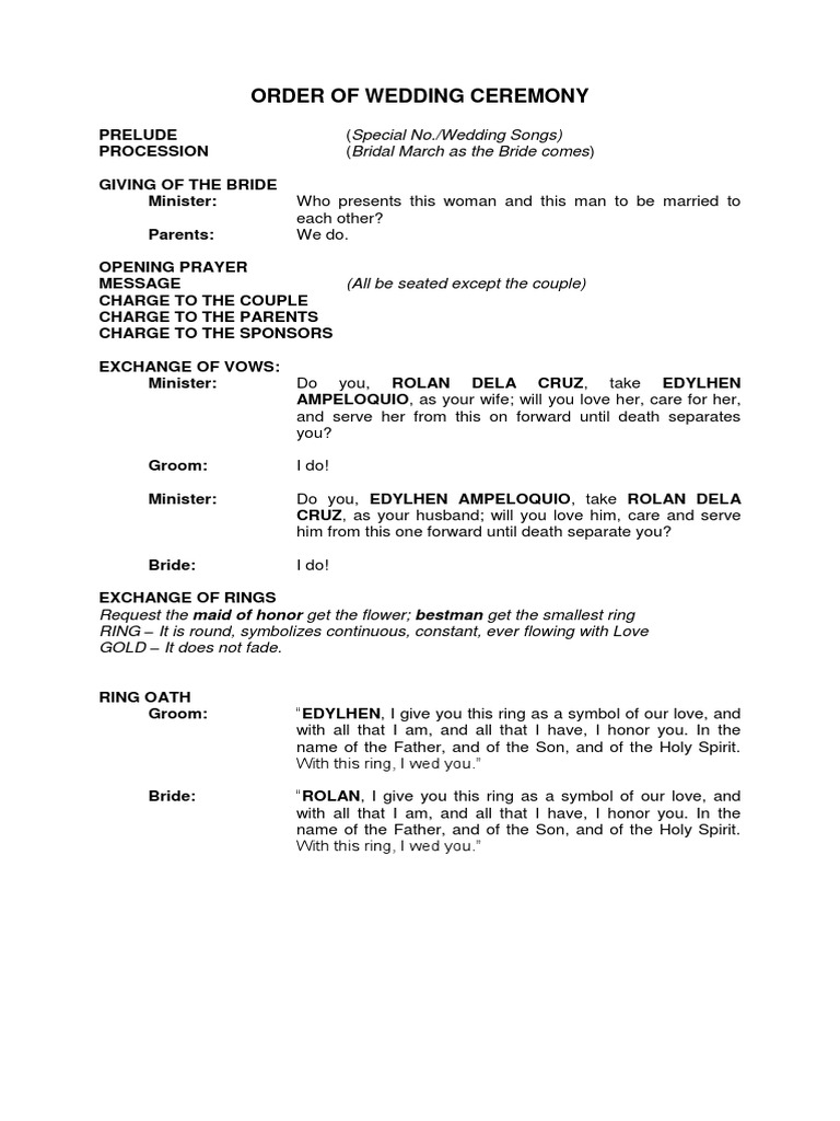 Coordinating Wedding Ceremony | PDF | Wedding | Bride