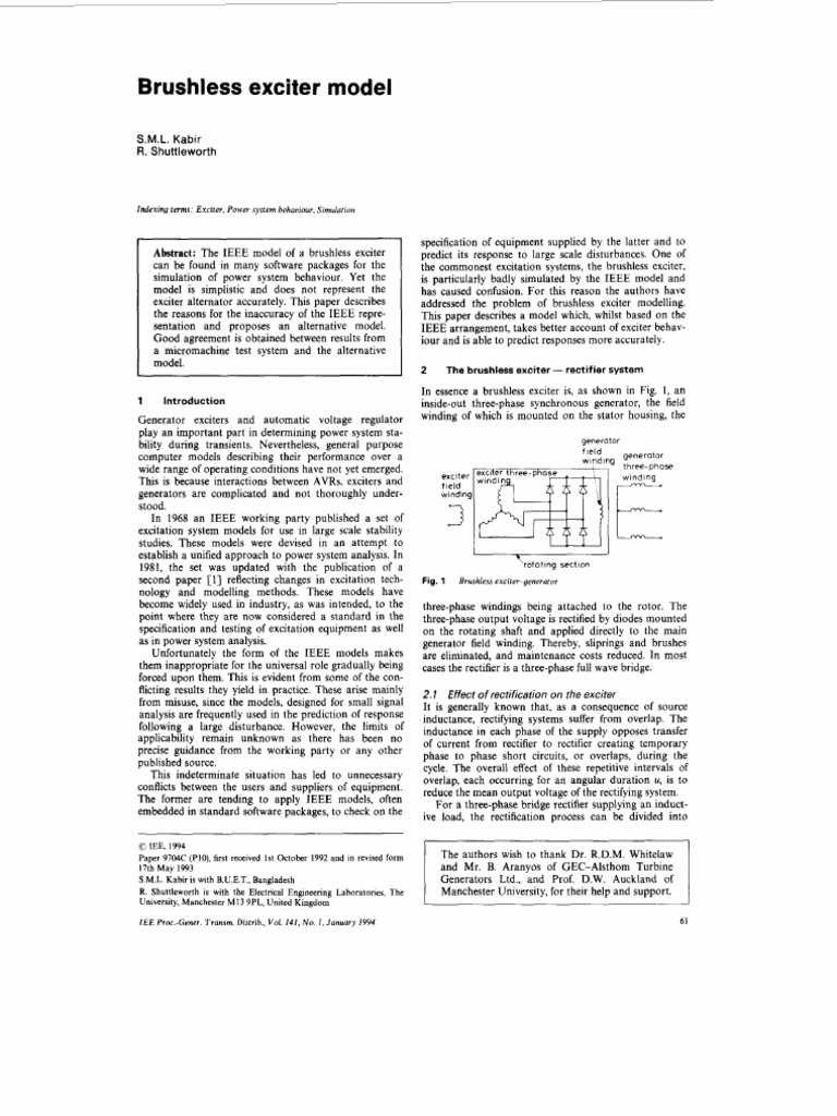 Brushless Exciter | PDF | Rectifier | Electric Generator