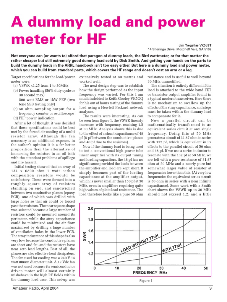 Dummy Load and PWR 1kw | PDF | Amplifier | Resistor