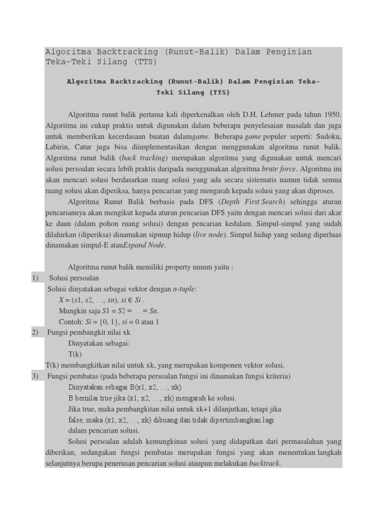 Algoritma Backtracking | PDF | Metode & Bahan Ajar