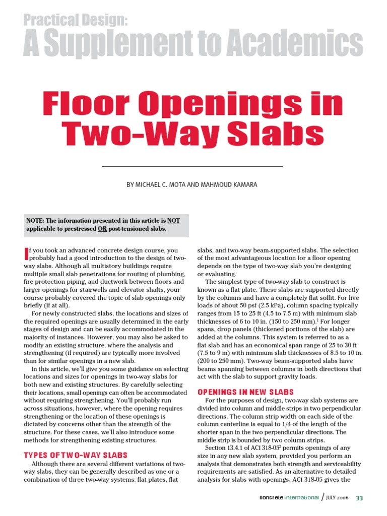 Opening in 2 Way Slab | PDF | Structural Steel | Column