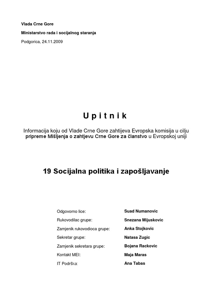Socijalna Politika I Zaposljavanje | PDF