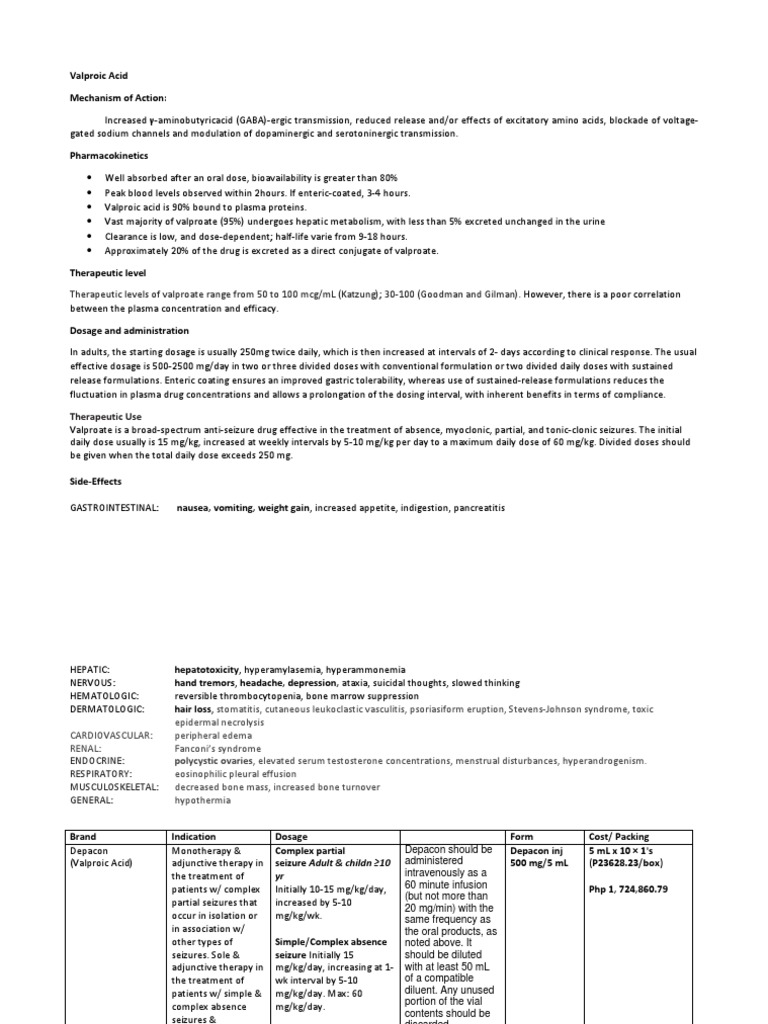 Valproic Acid | PDF | Drugs | Clinical Medicine