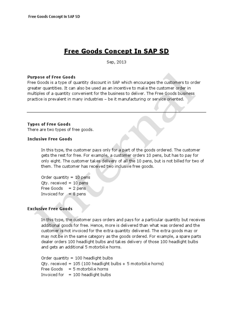 Free Goods in SAP SD | PDF | Discounts And Allowances | Value (Economics)