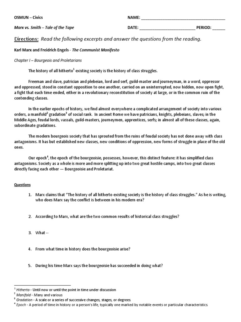 Marx vs. Smith: Class Struggles Explained | PDF | Labour Economics ...