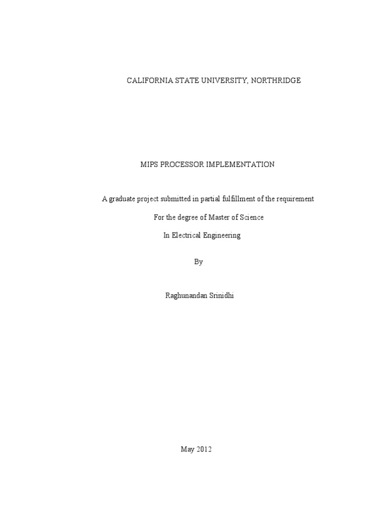 MIPS Processor Implementation | PDF | Instruction Set | Central Processing Unit