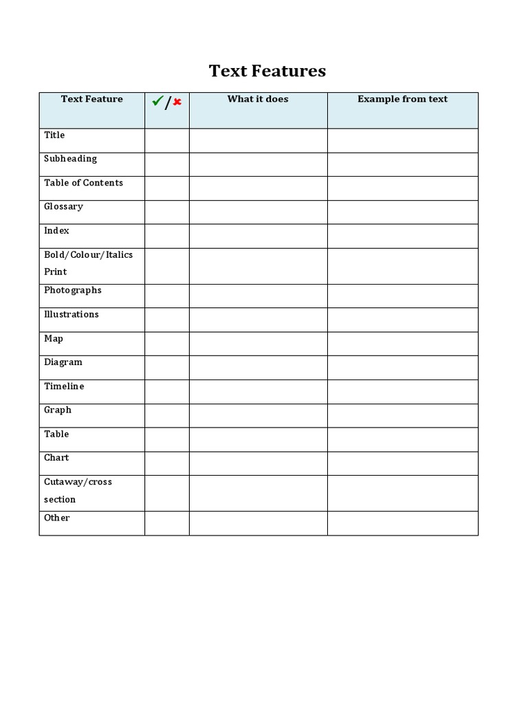 Text Features Appendix | PDF