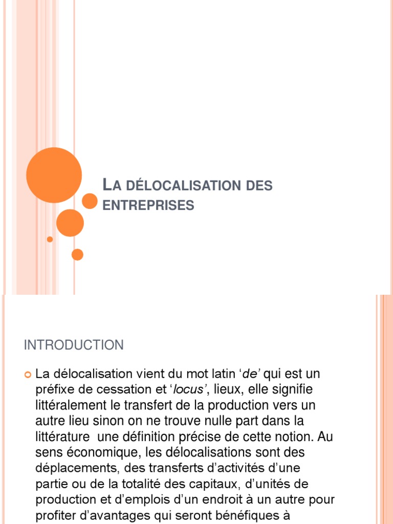 La Délocalisation | PDF | Délocalisation | Maroc