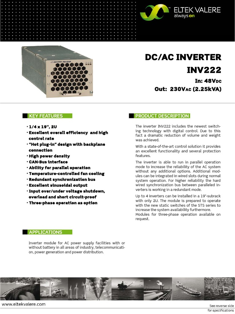 Data Sheet Inverter INV222 48VDC | PDF | Power Inverter | Electrical ...
