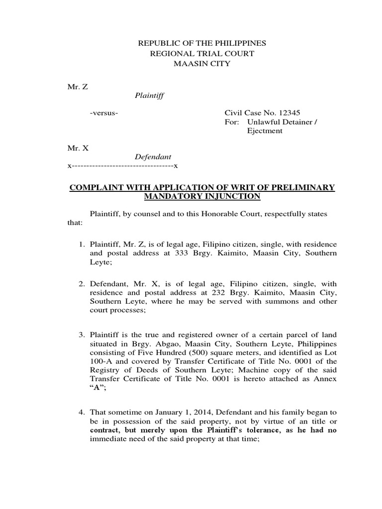 Complaint - Legal Counseling (Preliminary Injunction) | Lawsuit | Complaint