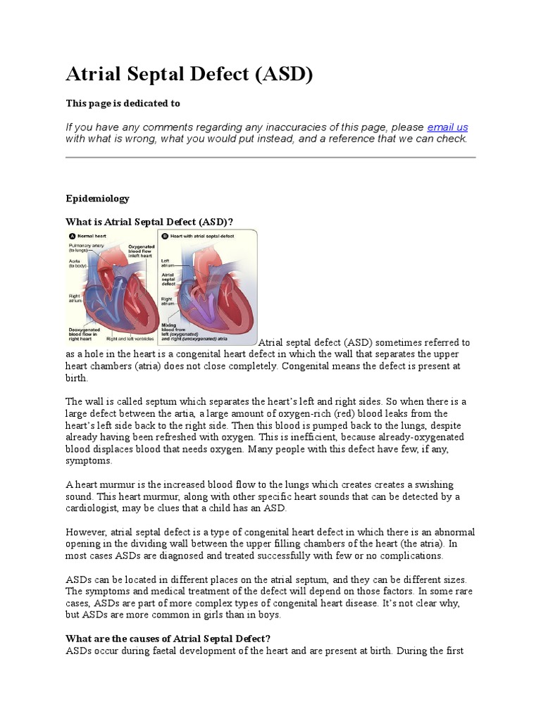 Atrial Septal Defect (ASD) | PDF | Congenital Heart Defect | Atrium (Heart)