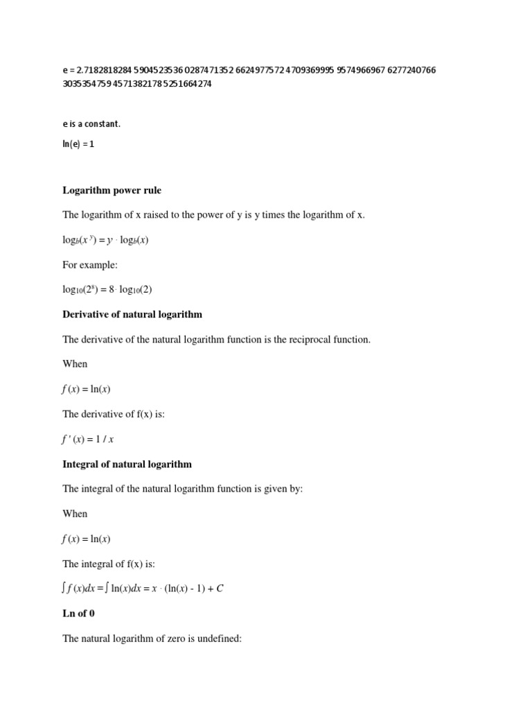 Understanding Natural Logarithms and e | PDF | Teaching Methods ...