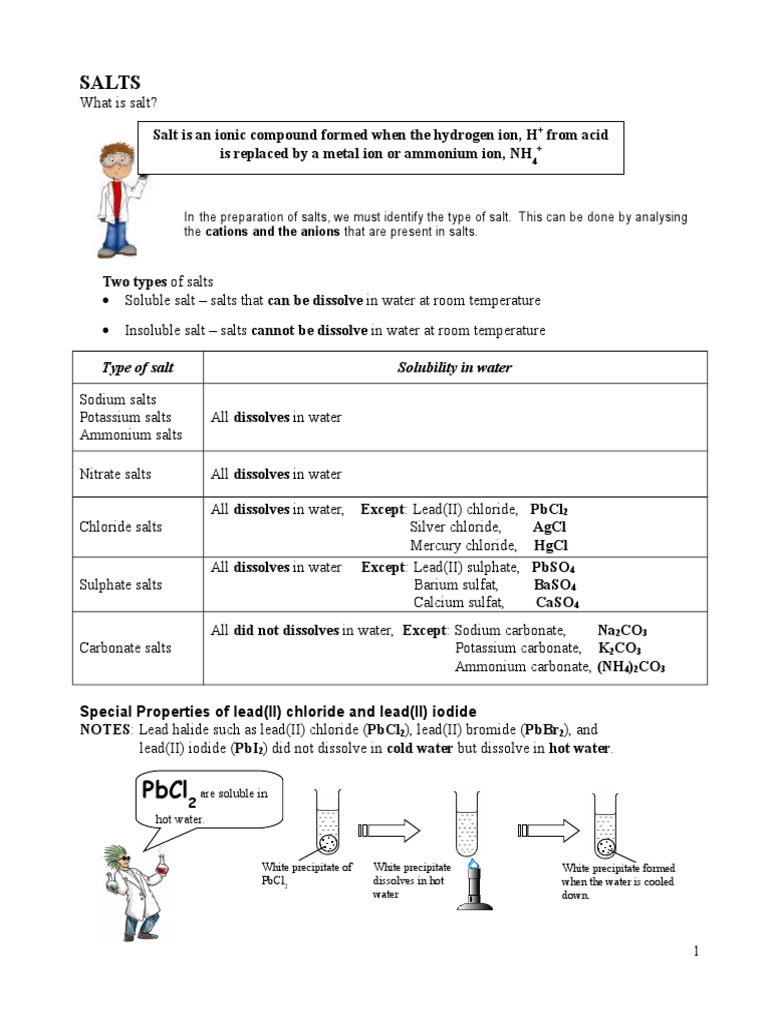 Notes Updates Salts | PDF | Salt (Chemistry) | Carbonate