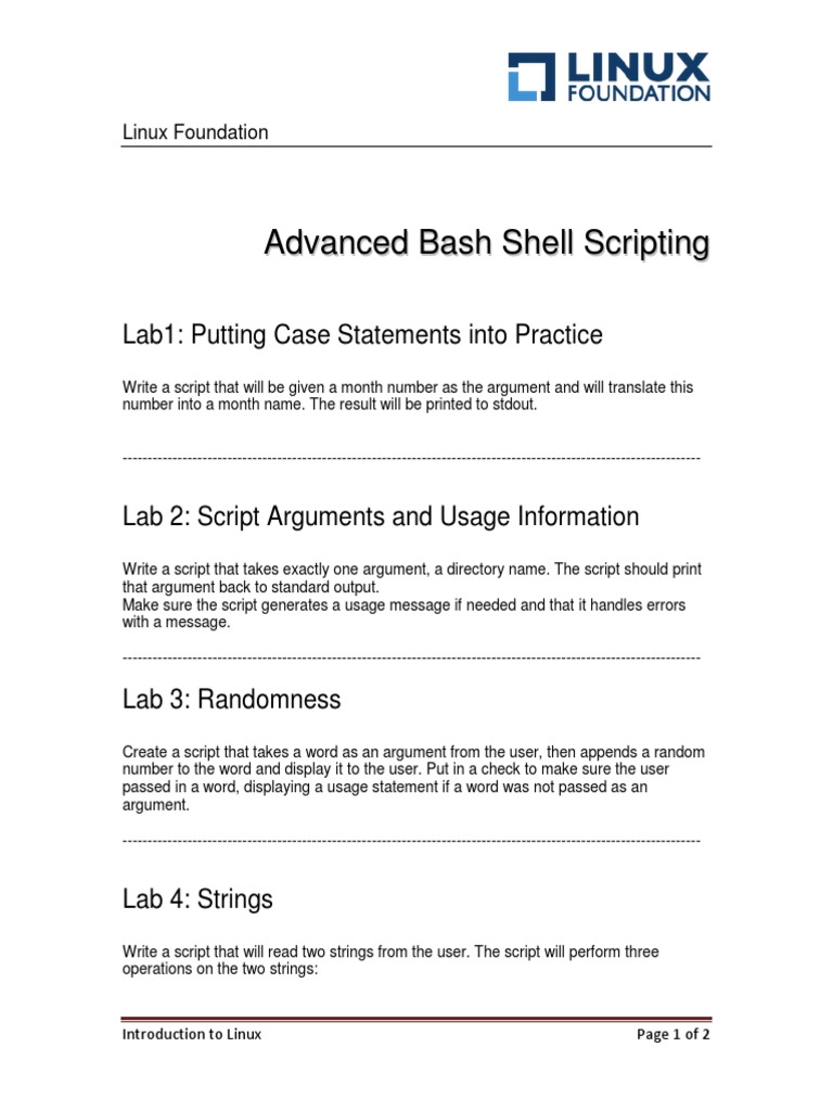 Advanced Bash Shell Scripting | PDF
