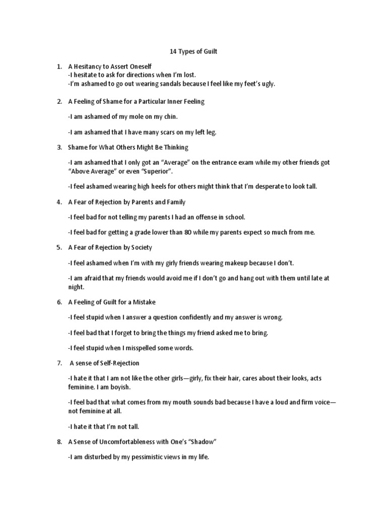 Types of Guilt | Shame