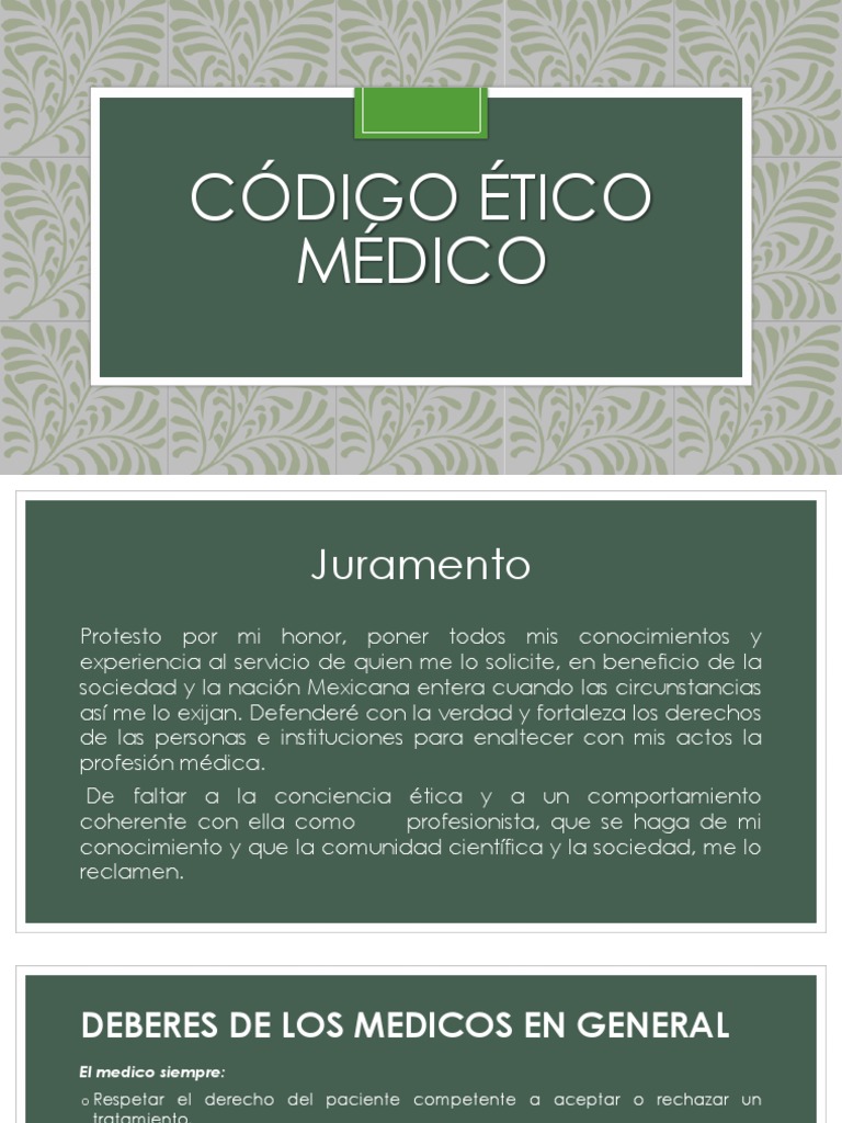 Código Ético Médico | PDF | Teoría de apego | Instituciones sociales