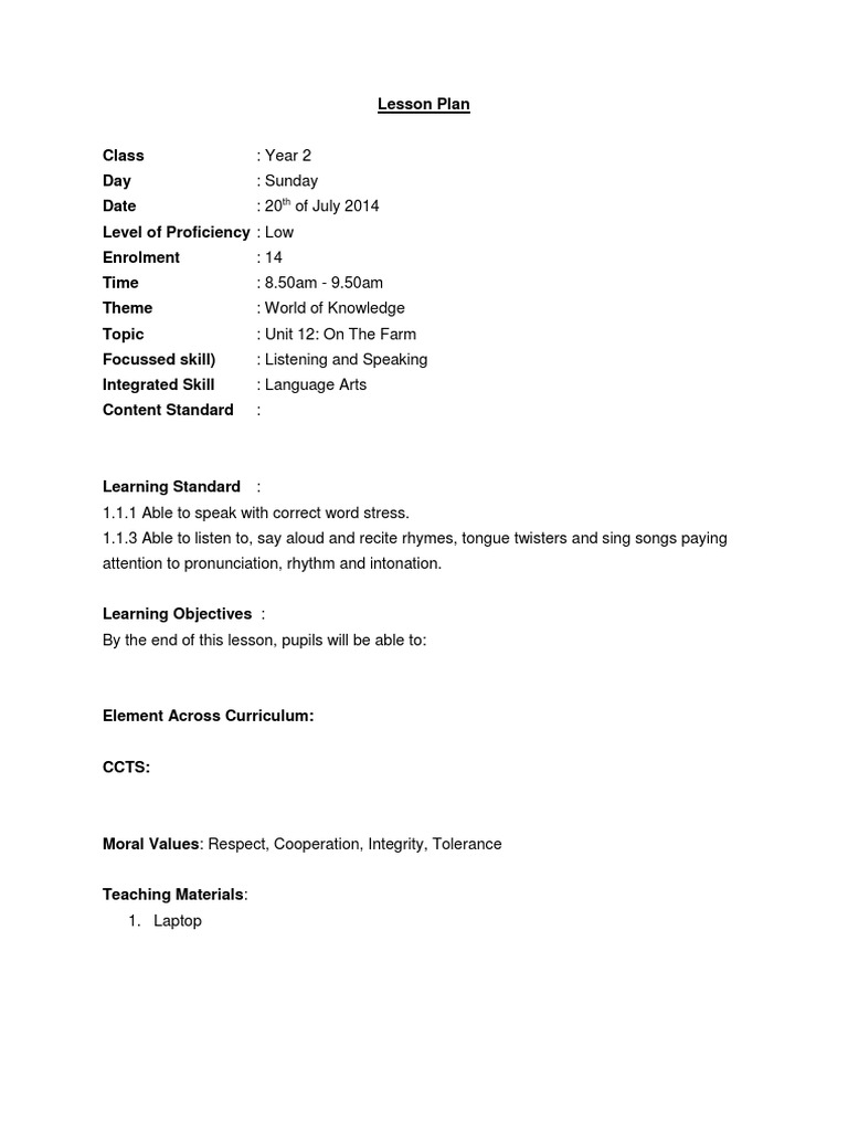 Lesson Plan | PDF | Lesson Plan | Human Communication