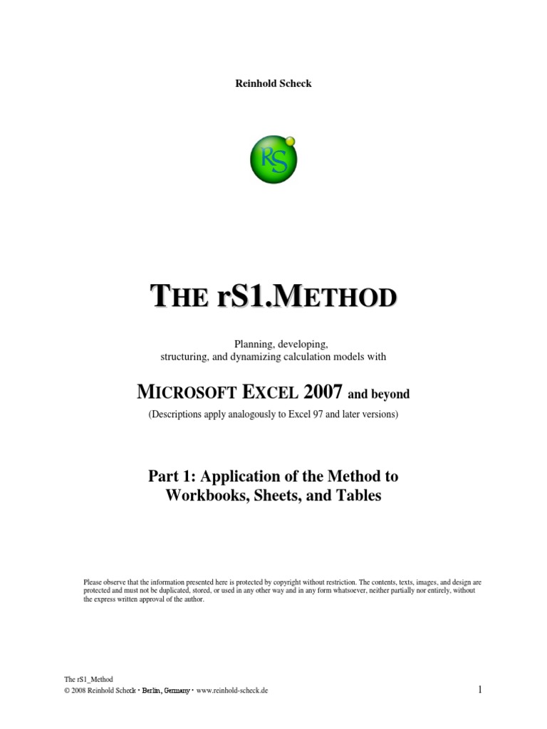 Excel RS1 Method | PDF | Microsoft Excel | Parameter (Computer Programming)