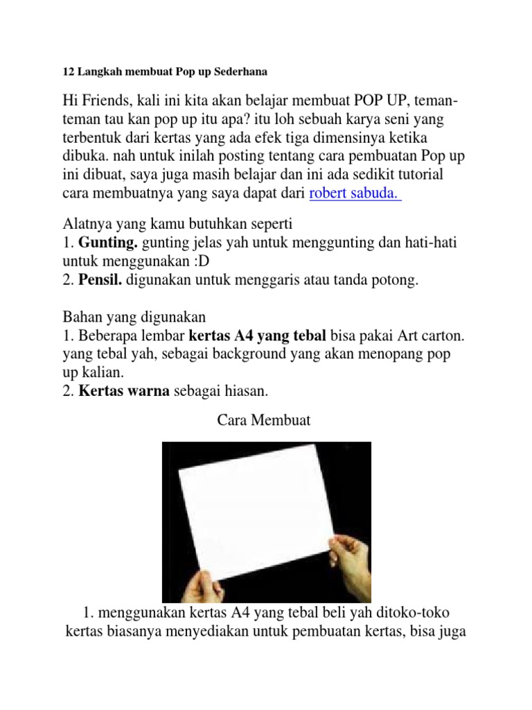 Cara Mudah Membuat Pop Up Kertas | PDF