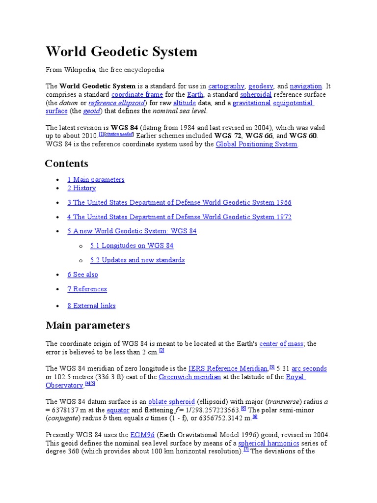World Geodetic System 84 | PDF | Geodesy | Geophysics