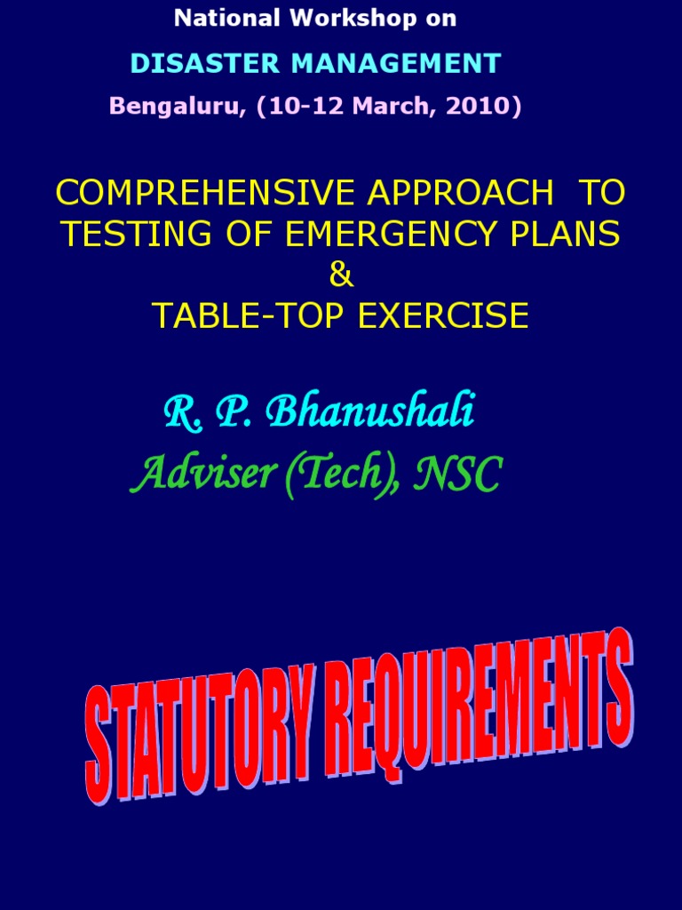 7&8-Comprehensive Approach To Testing of Emergency Plans | PDF ...