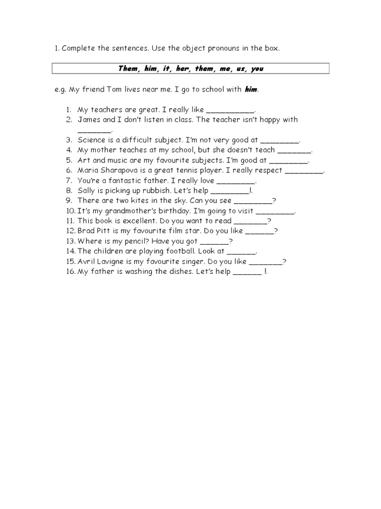 Them, Him, It, Her, Them, Me, Us, You Him | PDF | Syntax | Linguistics