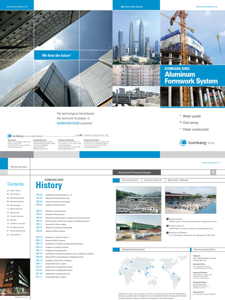 Kumkang Kinds Aluminum Formwork | PDF | Concrete | Engineering