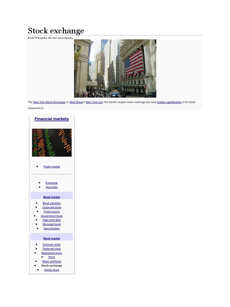 Stock Exchange | PDF | Stock Exchange | Financial Markets