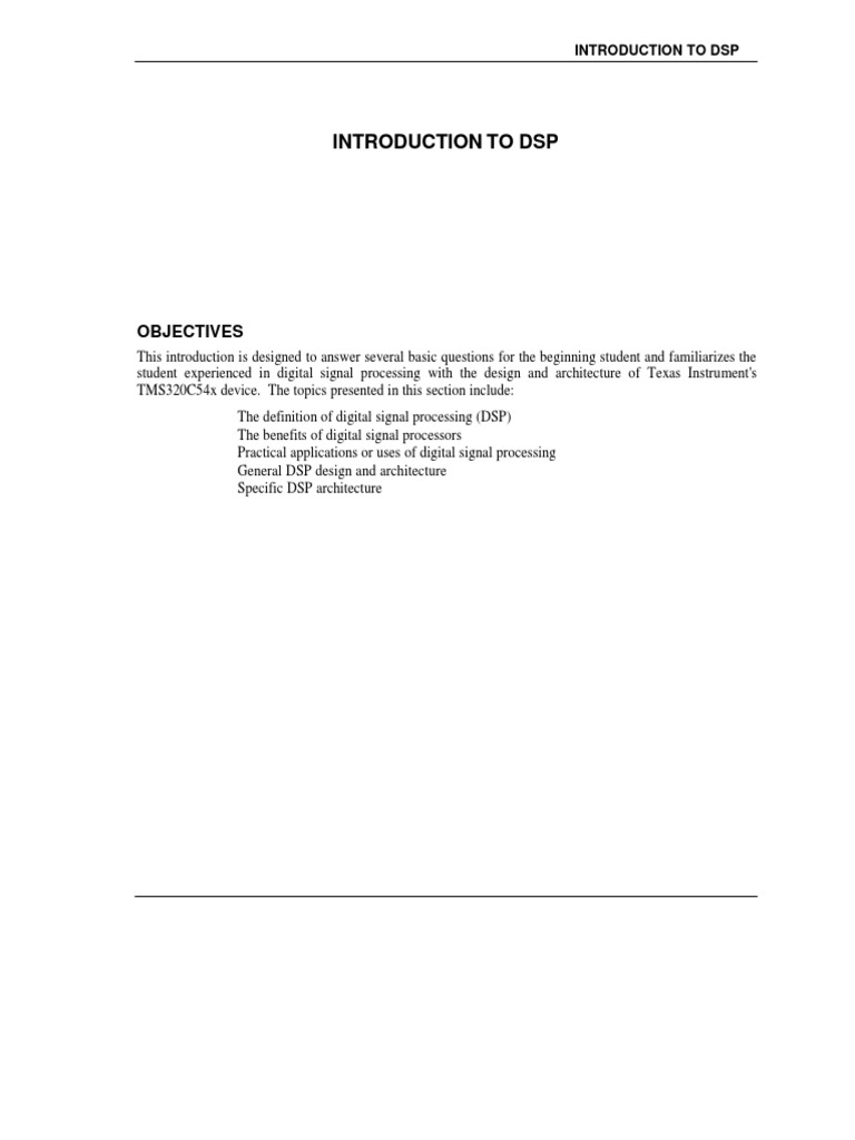 Introduction To DSP | PDF | Digital Signal Processor | Digital Signal ...