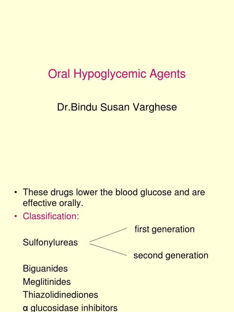 Classification of Oral Hypoglycemic Agents | PDF | Insulin | Hypoglycemia