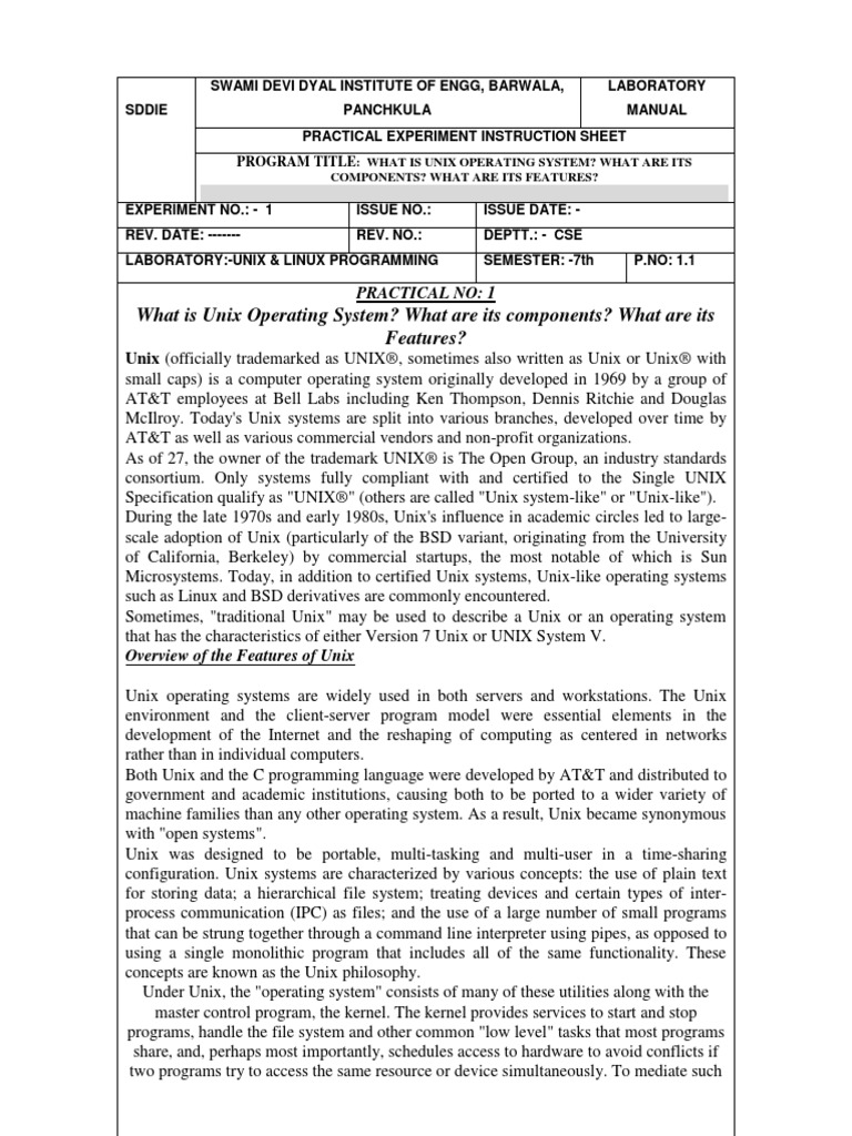 ULP Lab Manuals 7th Sem | PDF | Unix | Kernel (Operating System)