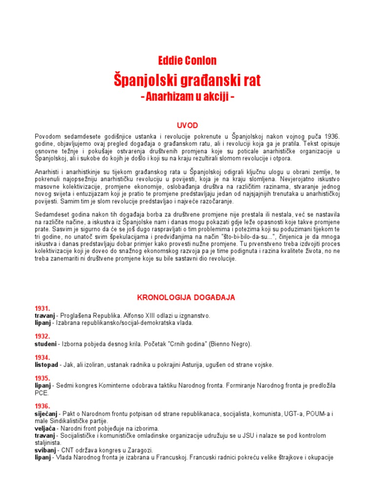Eddie Conlon - Spanjolski Gradjanski Rat | PDF