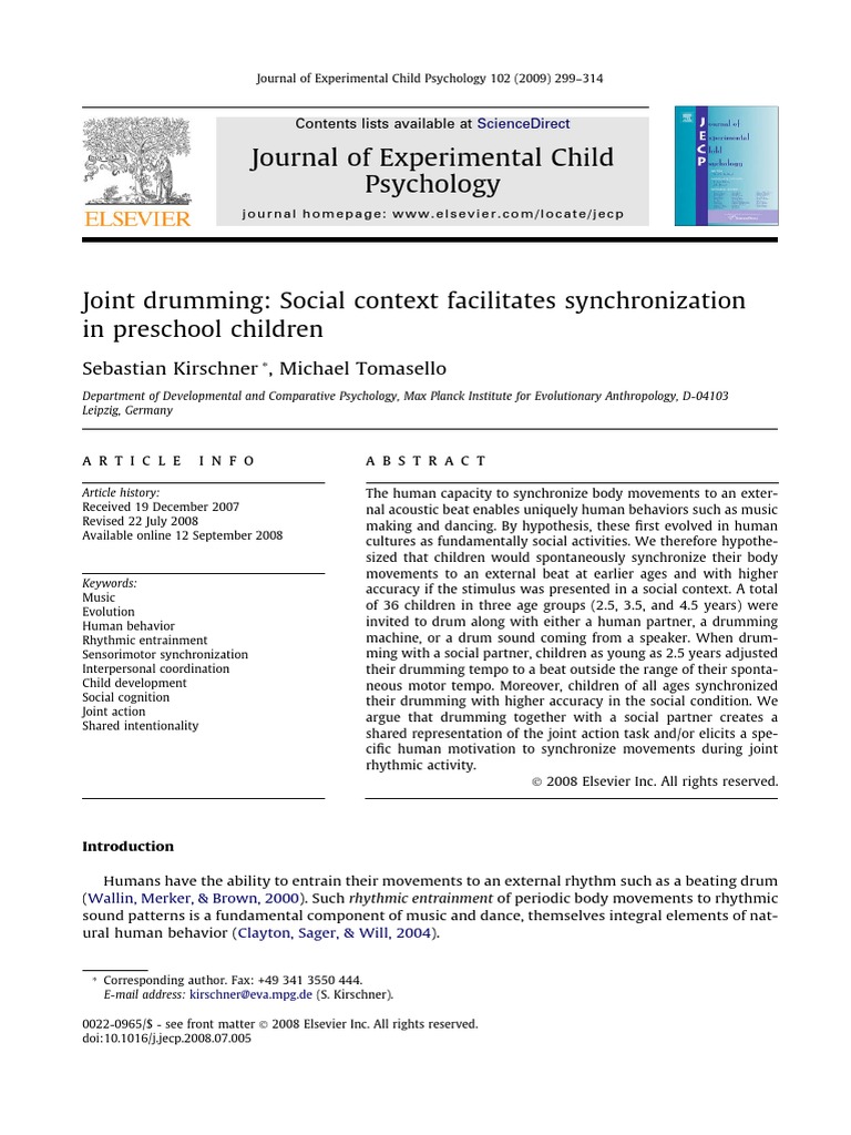Journal of Experimental Child Psychology: Sebastian Kirschner, Michael ...