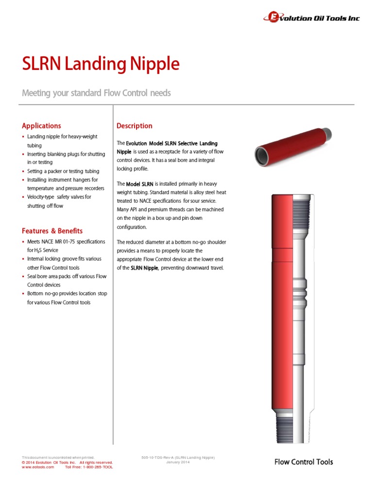 SLRN Landing Nipple Technical Datasheet | PDF | Alberta | Mechanical ...