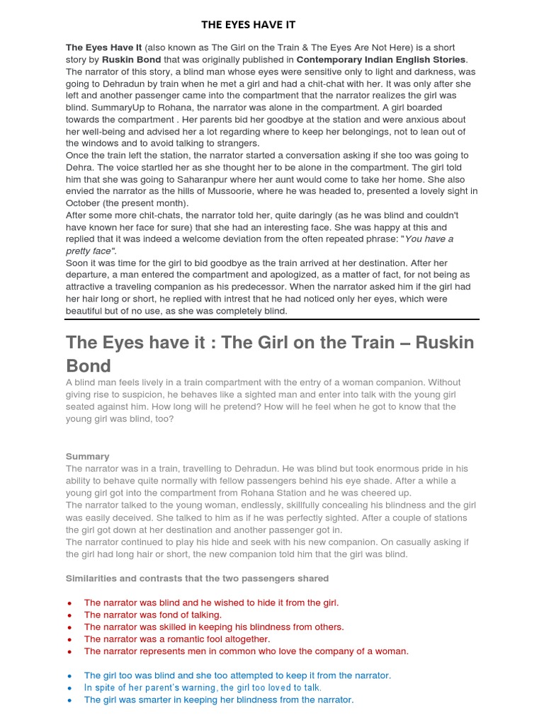 Summary of The Eye Have It | PDF