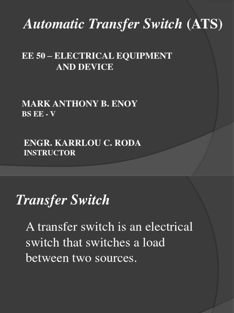 Automatic Transfer Switch | PDF | Switch | Electrical Engineering