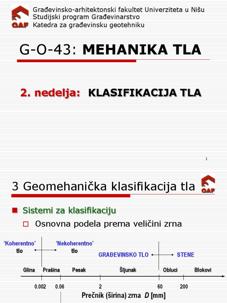 G-O-43 Mehanika Tla 02 Klasifikacija Tla | PDF