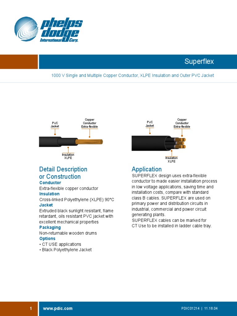 Superflex XLPE Cable Specifications | PDF | Electrical Conductor | Cable