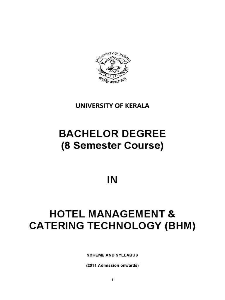 BHM Syllabus 2011 | PDF | Indian Cuisine | Cooking