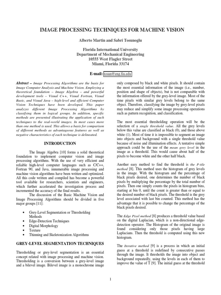 Image Processing Techniques Overview | PDF | Computer Vision | Image ...